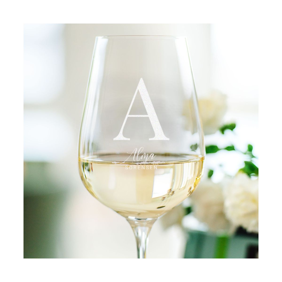 Personaliseret vinglas med monogram | Radbag.dk