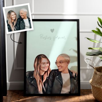 Personlig plakat - illustration veninder strand | Radbag.dk